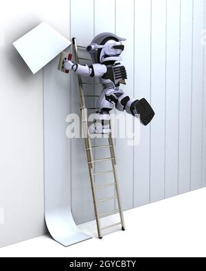 3D Render of a Robot painter and decorator Stock Photo - Alamy