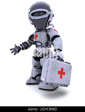 Cute first aid kit robot Stock Photo - Alamy