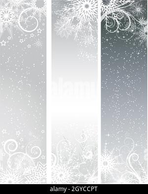 Winter themed banners with snowflakes and stars Stock Photo - Alamy