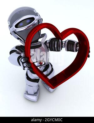 3D render of a Robot with heart charm Stock Photo - Alamy