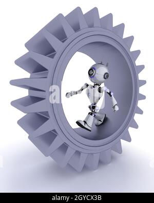 3D Render of a Robot gears concept Stock Photo - Alamy