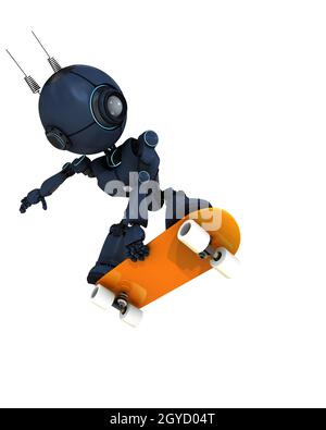 3D Render of an Android skateboarder Stock Photo - Alamy