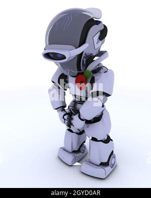 3D render of a Robot with poppy in rememberance Stock Photo - Alamy