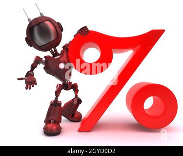 3D Render of an Android with percentage symbol Stock Photo - Alamy