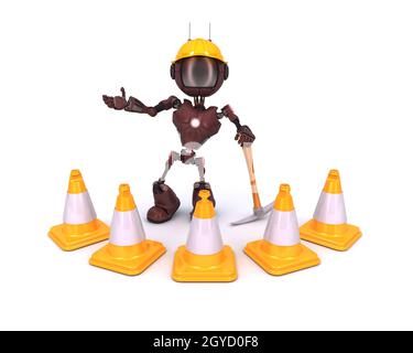 3D Render of an Android at construction site Stock Photo - Alamy