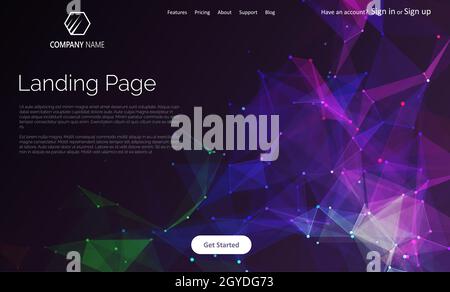 Landing page website template with abstract low poly design Stock Photo ...