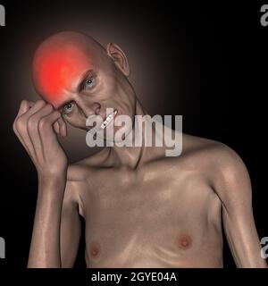3D render of an old thin man holding his heart in pain Stock Photo - Alamy