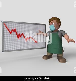 3D Render of Cartoon Shop Keeper Character Stock Photo - Alamy