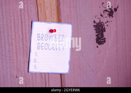 Text sign showing Browser Security. Business concept security to web ...
