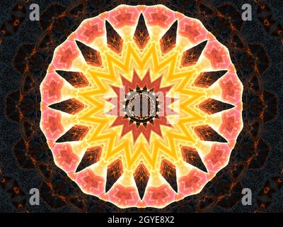 2D illustration of a beautiful abstract kaleidoscope pattern with ...