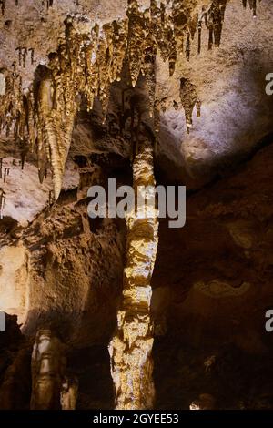 Stalactites, natural rock formations in the limestone caves at ...
