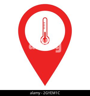 Thermometer and location pin Stock Photo - Alamy