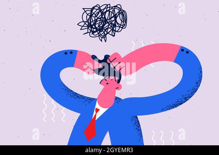 Thinking confused brain vector illustration Stock Photo - Alamy