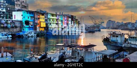 keeling, Taiwan - 25 Aug, 2021 : Colorful houses in Keelung, Taiwan ...