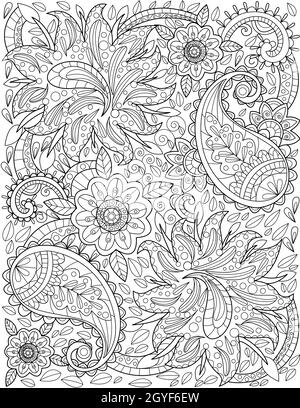 Flower Pattern Drawing Growing Slow Surrounded By Delightfully Leaves ...
