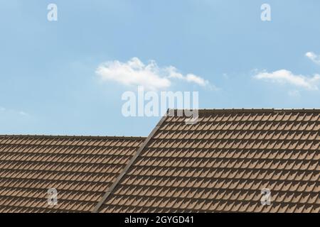 Beige tile roofs texture at noon use for background Stock Photo - Alamy