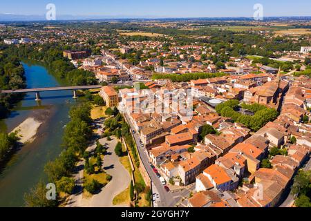 Scenic top view of the city Muret and Garonne river Stock Photo - Alamy