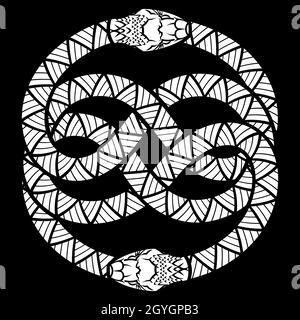 Medieval celtic ornament with two intertwined snakes with traditional ...