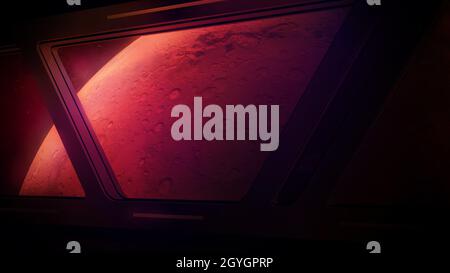 Mars in the windows of an approaching spaceship Stock Photo - Alamy