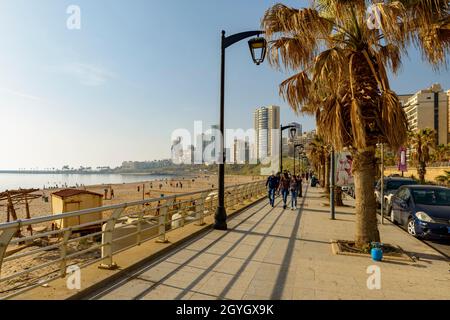LEBANON, BEIRUT, MOUSSAITBEH, UNESCO, RAMLEH AL BAYDA PUBLIC BEACH ...