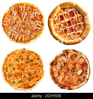 Appetizing set of different pizzas isolated Stock Photo - Alamy
