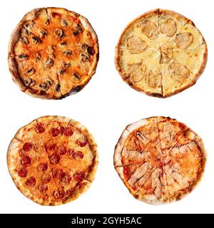 Appetizing set of different pizzas isolated Stock Photo - Alamy