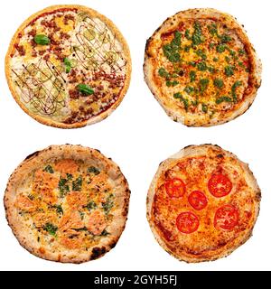 Appetizing set of different pizzas isolated Stock Photo - Alamy