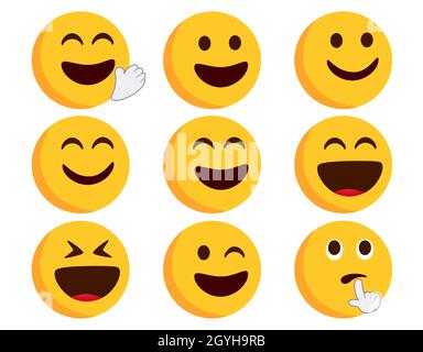 Smiley emoji side view set vector. Smileys emoticon or icon face ...