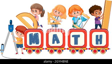 Math icon with kids and math tools illustration Stock Vector Image ...