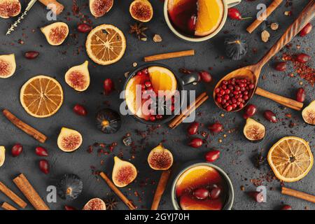 Glint wine glass with ingredients, view from above Stock Photo - Alamy