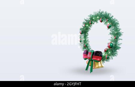 3d christmas wreath Afghanistan flag rendering front view Stock Photo ...