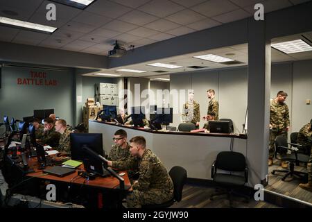 Marines with the Battle Simulation Center, Marine Corps Base Camp Pendleton, Calif., train with ...