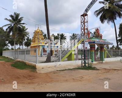 MANDYA, INDIA - Sep 10, 2021: An Indian village bus stop and concrete ...