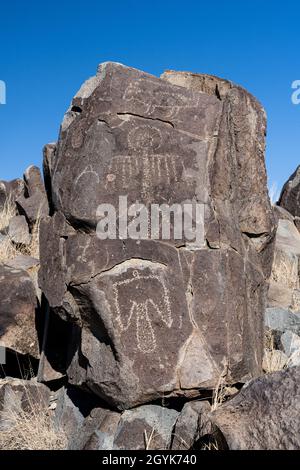 Jornada-Mogollon petroglyph of a bird at Three Rivers site, New Mexico ...