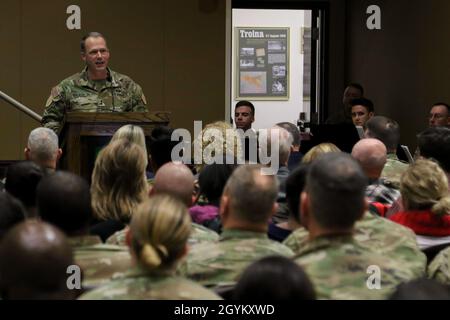 Command Sgt. Maj. Craig A. Bishop gives his final speech as the 1st Infantry Division's senior ...