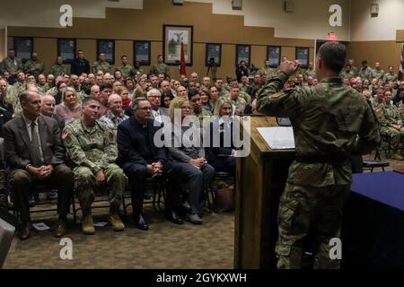 Command Sgt. Maj. Craig A. Bishop gives his final speech as the 1st Infantry Division's senior ...