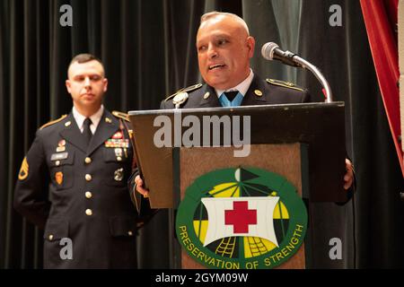BACH Command Sgt. Major Daniel Santiago places a Sergeant Audie Murphy ...
