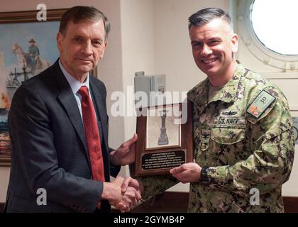 Director, Navy Staff, Mr. Andrew Haeuptle speaks with Sailors onboard ...