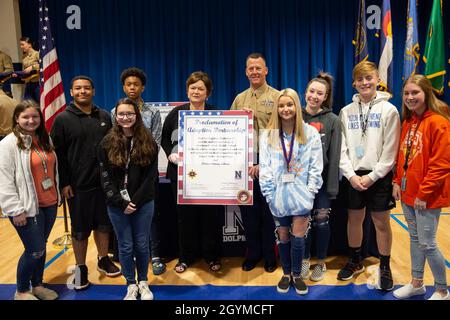 U.S Marine Corps LtCol Scott A. Clippinger, left, Commanding Officer of ...
