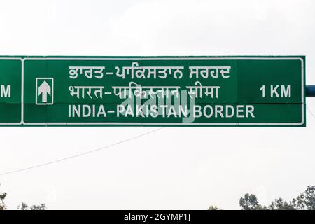 India Pakistan border road signboard. Amritsar Lahore. Asia Stock Photo ...