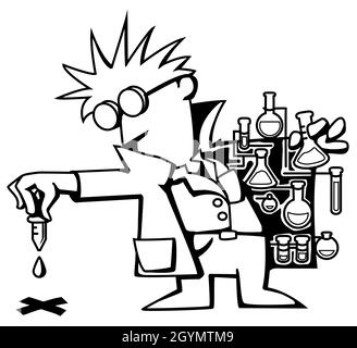 Scientist testing falling one drop of liquid chemical from laboratory ...