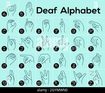 Vector Illustration of Sign Language Hands and Alphabet Stock Photo - Alamy