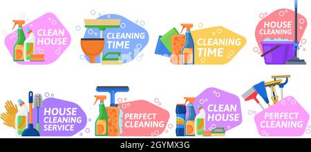 Cleaning service badges set Stock Vector Image & Art - Alamy