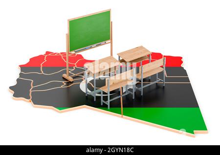 Education in Libya concept. Libyan map with graduate cap, 3D rendering ...