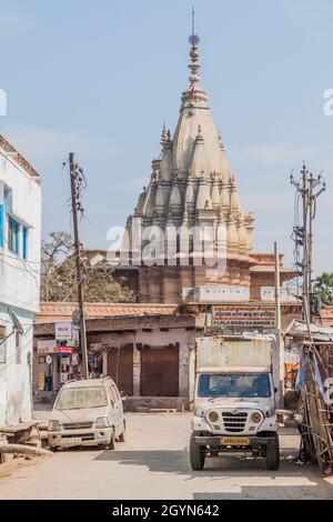VRINDAVAN, INDIA - FEBRUARY 18, 2017: People in Krishna Balaram Mandir ...
