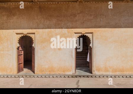 Doors at Badal Mahal palace at Kumbhalgarh fortress, Rajasthan state ...