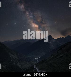 The Milky Way in the dark Greek night sky with the illuminating stars ...
