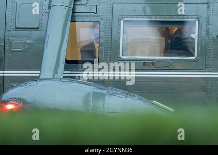 US President Joe Biden onboard Marine One on the South Lawn of the ...