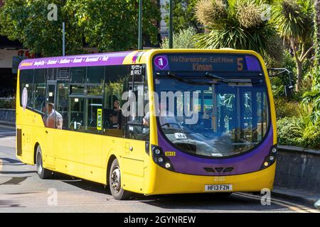 A 2013 Wrightbus Streetlite DF, Reg No: SK63 KNO, with the livery of Bristol First, Temple Meads ...