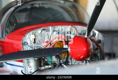 inside a small single engine plane looking at the instruments or ...